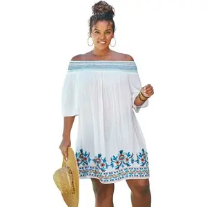 SWIM 365 Off-the-shoulder Cover Up - White Multi