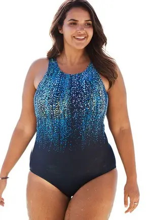 SWIM 365 High-neck One-piece Swimsuit - Navy Multi