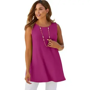 JESSICA LONDON Stretch Knit Sleeveless Swing Tunic Raspberry