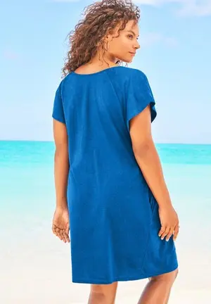 SWIM 365 Box-pleat Cover-up With Flutter Sleeves - Navy