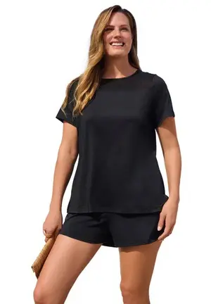 SWIM 365 Swim 365 Mesh Yoke Swim Tee Black