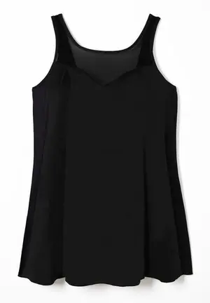 SWIM 365 Mesh Trim Swim Dress With Sweetheart Neckline - Black