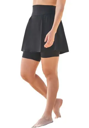 SWIM 365 High-waist Tummy Control Swim Skirt With Built-in Shorts - Black