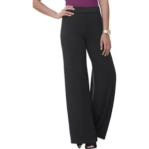 JESSICA LONDON Stretch Knit Wide Leg Palazzo Pants - Black