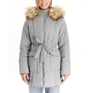 MODERN ETERNITY 3-in-1 Maternity Coat With Faux Fur Trim - Light Graphite