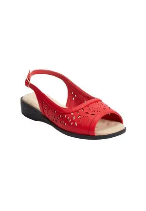COMFORTVIEW Comfortview Mary Leather-Like Slingback Sandals Red