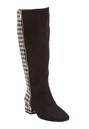 COMFORTVIEW Emerald Tall Wide Calf Boots - Houndstooth