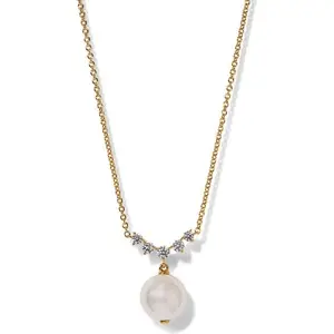 Nadri Faux Pearl And Cubic Zirconia Pendant Necklace - Gold