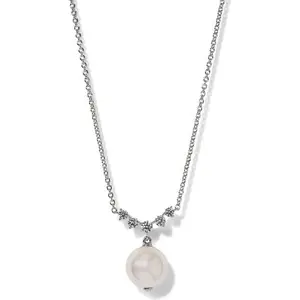 Nadri Faux Pearl And Cubic Zirconia Pendant Necklace - Rhodium
