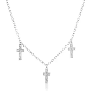 Sheryl Lowe Diamond Cross Dangle Necklace - Sterling Silver