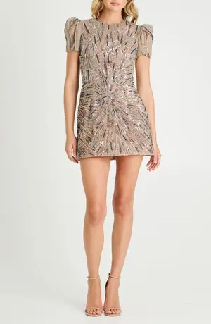 HELSI Sequin And Bead Embellished Mini Dress