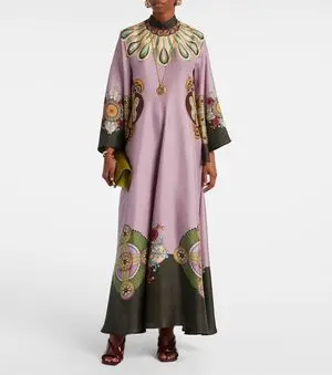 La DoubleJ Magnifico Printed Silk Twill Kaftan - Multicoloured
