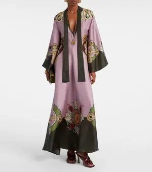 La DoubleJ Magnifico Printed Silk Twill Kaftan - Multicoloured