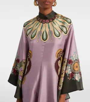 La DoubleJ Magnifico Printed Silk Twill Kaftan - Multicoloured