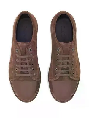 LANVIN Suede Leather Cap-toe Sneakers - Brown