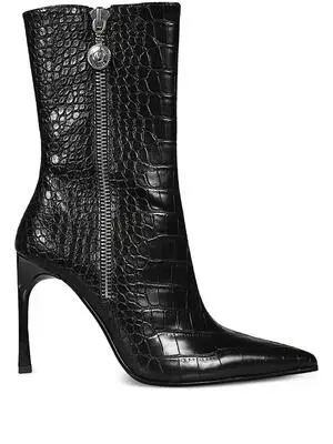 Versace Pointed-toe Crocodile-effect Ankle Boots