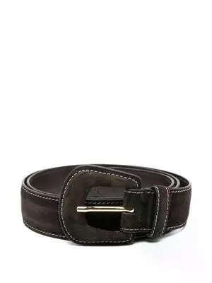 Maje Suede Leather Buckle Belt - Brown