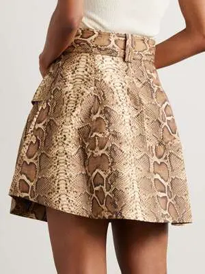Zimmermann Printed Silk And Cotton-blend Mini Skirt - Beige