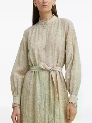 BRUUNS BAZAAR Leaf-print Lace-trimmed Midi Dress