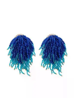 Rosantica Beaded Tassel Clip-on Earring - Blue