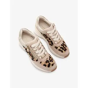 Carvela Skyline Leopard-print Leather Low-top Wedge Trainers