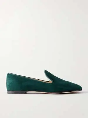 GIANVITO ROSSI Leather-trimmed Suede Loafers - Emerald