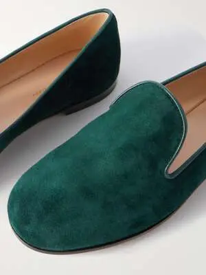 GIANVITO ROSSI Leather-trimmed Suede Loafers - Emerald