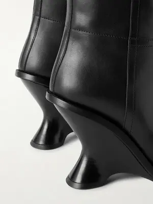 Dries Van Noten Leather Wedge Mid-calf Boots