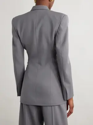 Alaïa Double-breasted Wool-gabardine Blazer - Gray