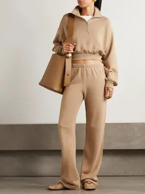 Eterne Cropped Embroidered Cotton And Modal-blend Jersey Sweatshirt