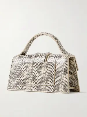 Jacquemus The Bambino Snake-effect Leather Shoulder Bag - Neutrals