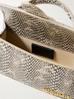 Jacquemus The Bambino Snake-effect Leather Shoulder Bag - Neutrals