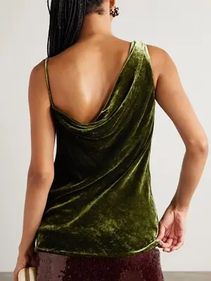 Dries Van Noten Asymmetric Draped Velvet Top