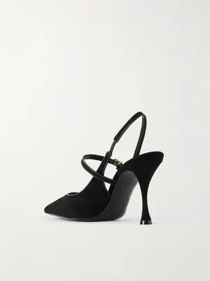 Dolce & Gabbana Italian Tailoring Leather-trimmed Suede Slingback Pumps