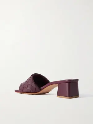 Bottega Veneta Riva Intrecciato Leather Mules - Red