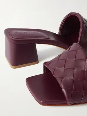 Bottega Veneta Riva Intrecciato Leather Mules - Red