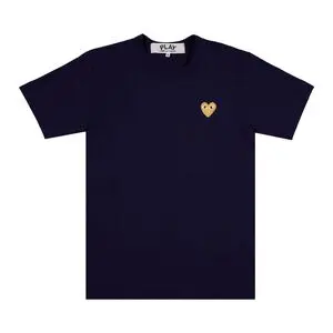 Play Comme Des Garcon T-shirt With Gold Heart - Blue