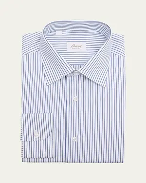 Brioni Poplin Pinstripe Point-collar Dress Shirt