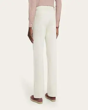 Massimo Alba Straight Fit Five-pocket Trousers - Milk