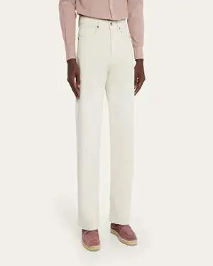 Massimo Alba Straight Fit Five-pocket Trousers - Milk