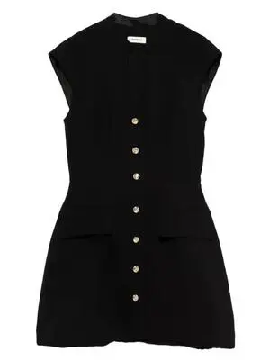 Sandro Sleeveless V-neck Button-front Mini Dress