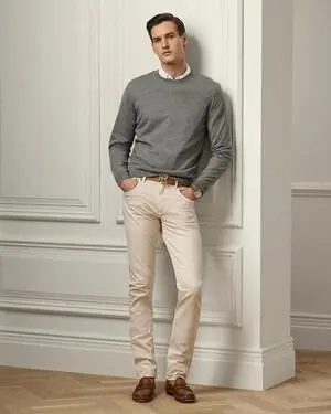 Ralph Lauren Purple Label Cashmere Crewneck Sweater - Light Grey Heather
