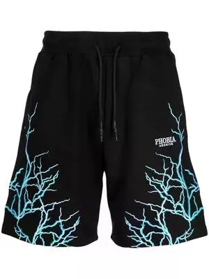 PHOBIA Lightning Embroidered Cotton Shorts