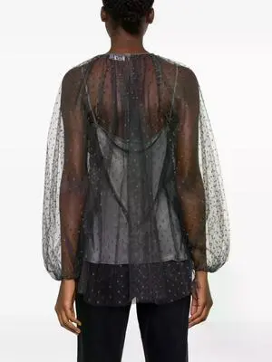 Red Valentino Polka-dot Tulle Blouse