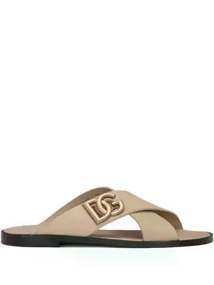 Dolce & Gabbana Dg Logo Calfskin Leather Sandals