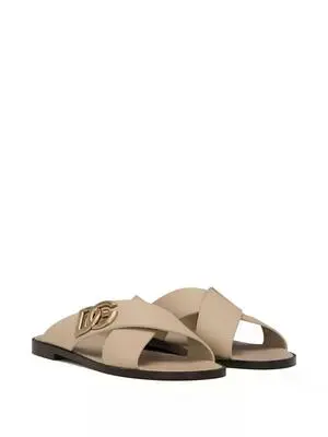 Dolce & Gabbana Dg Logo Calfskin Leather Sandals