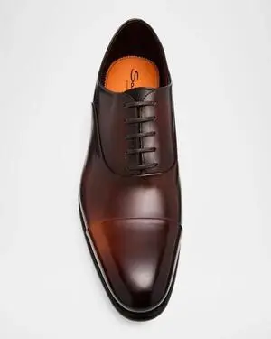 Santoni Isaac Cap-toe Leather Oxford Shoes - Mdbrwn
