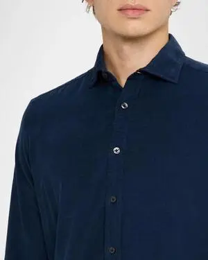 Neiman Marcus Apos;s Cotton Corduroy Button-down Shirt - Navy/blue