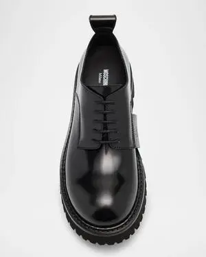 Moschino Leather Derby Shoes With Lug Sole - Black