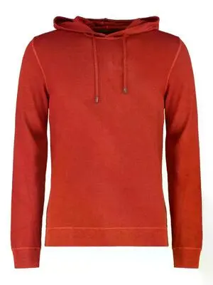 MOORER Ribbed Hooded Sweater With Drawstring - Red
